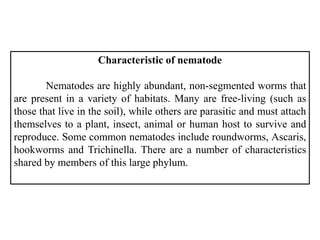 B.Sc. Agri II IN U-2 Classification of Nematodes | PPTX