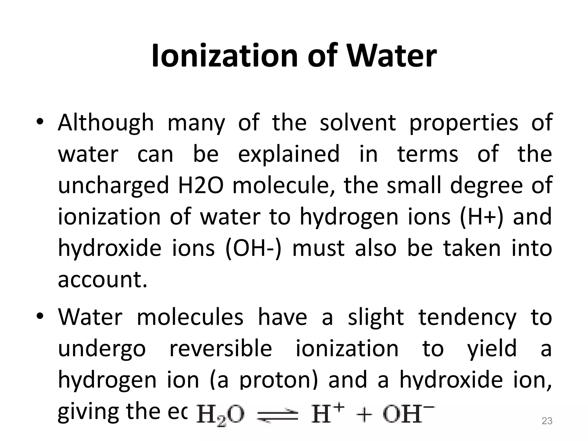 B.Sc. Biochem II BPI Unit 1 Water, pH and Buffer | PPTX