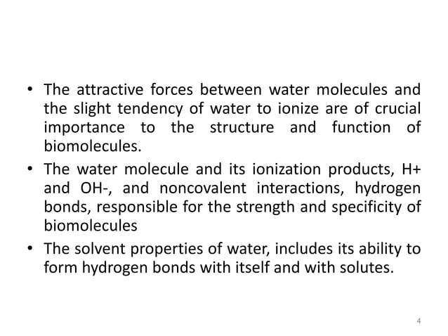 B.Sc. Biochem II BPI Unit 1 Water, pH and Buffer | PPTX