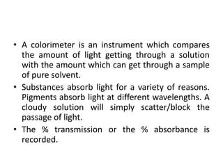 B.Sc. Biochem II BPI Unit 3 Colorimeter and pH meter | PPT