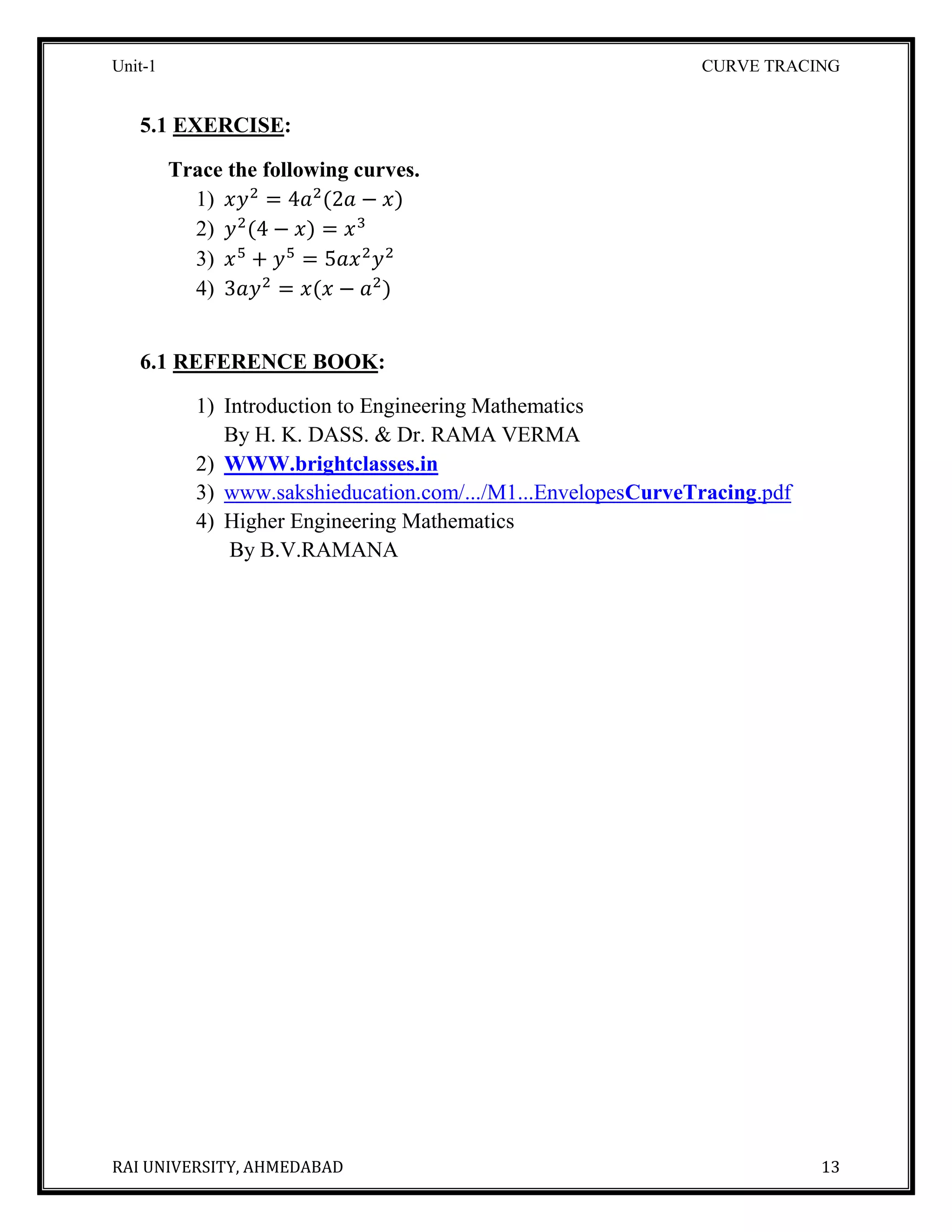 B.tech ii unit-1 material curve tracing | DOCX