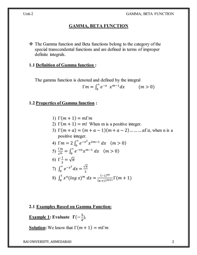 B.tech ii unit-2 material beta gamma function | DOCX | Physics | Science