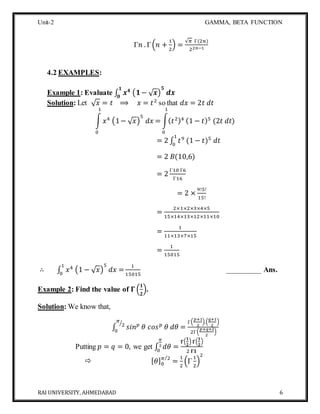 B.tech ii unit-2 material beta gamma function | PDF