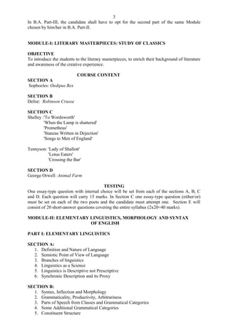 B.a. part – ii subject english literature (elective) | DOC