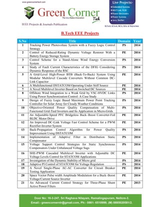 Btech eee projects Nellore,Greencornertech | PDF