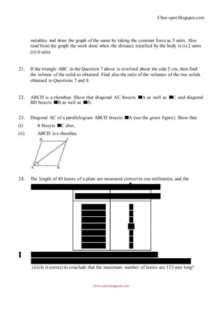maths sample paper class 9 SA2 | DOCX