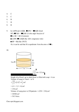 maths sample paper class 9 SA2 | DOCX