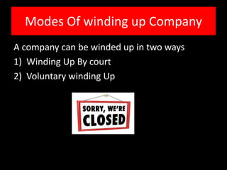 Winding Up of Companies According to Companies Ordinance 1984 | PPTX