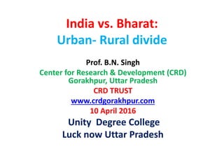 India vs Bharat: the Urban - Rural Divide | PPT
