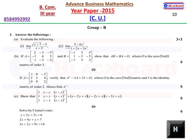 B. com. questions paper 2009 2016 | PPT