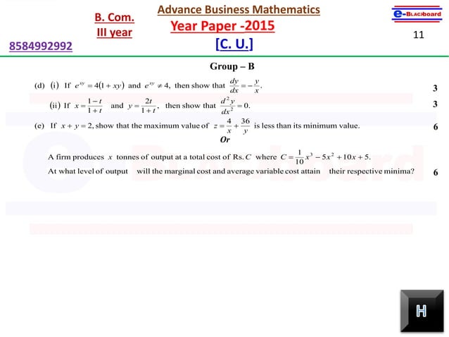 B. com. questions paper 2009 2016 | PPT