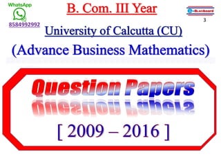 B. com. questions paper 2009 2016 | PDF