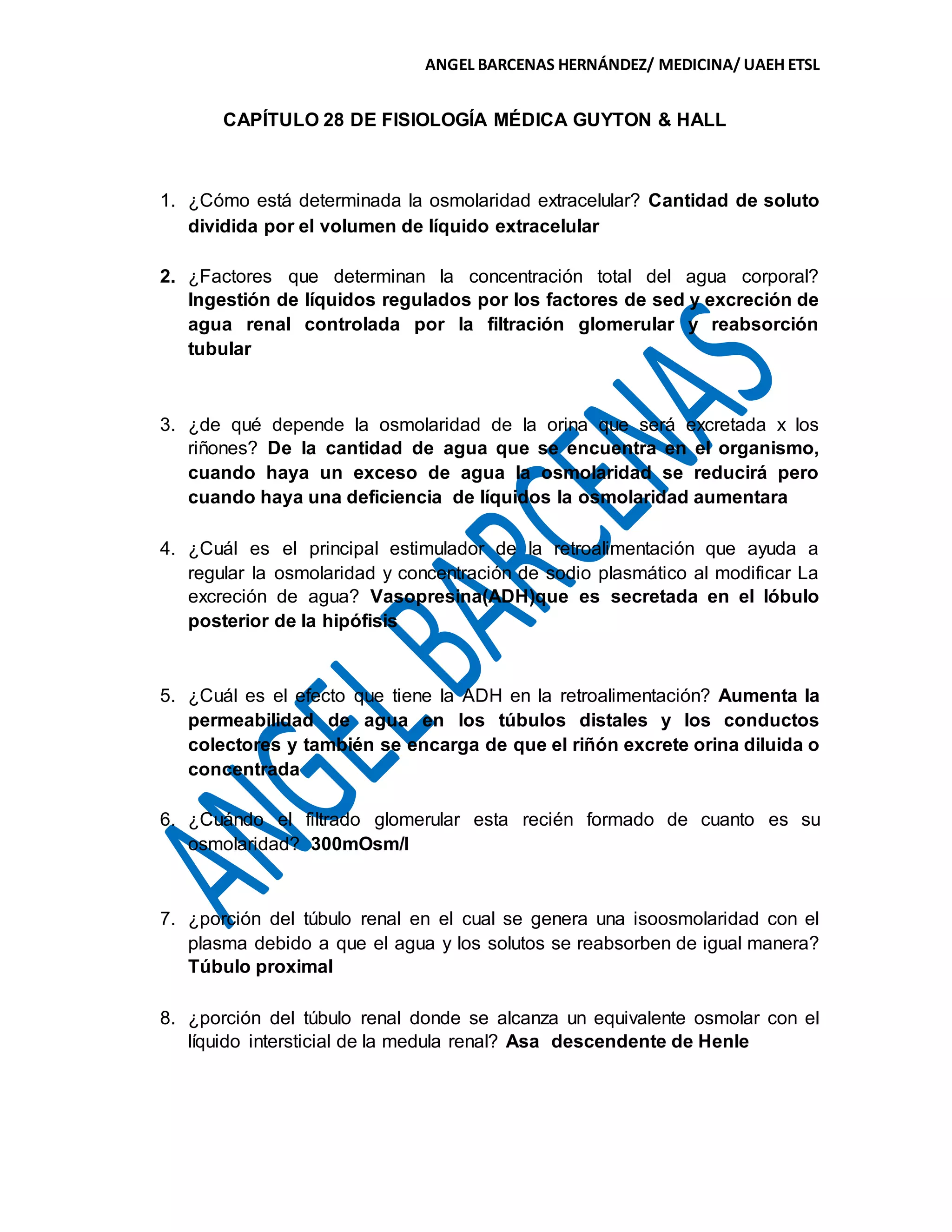 CAP. 28 DE FISIOLOGIA MÉDICA GUYTON & HALL. GUIA DE EXAMEN | DOCX