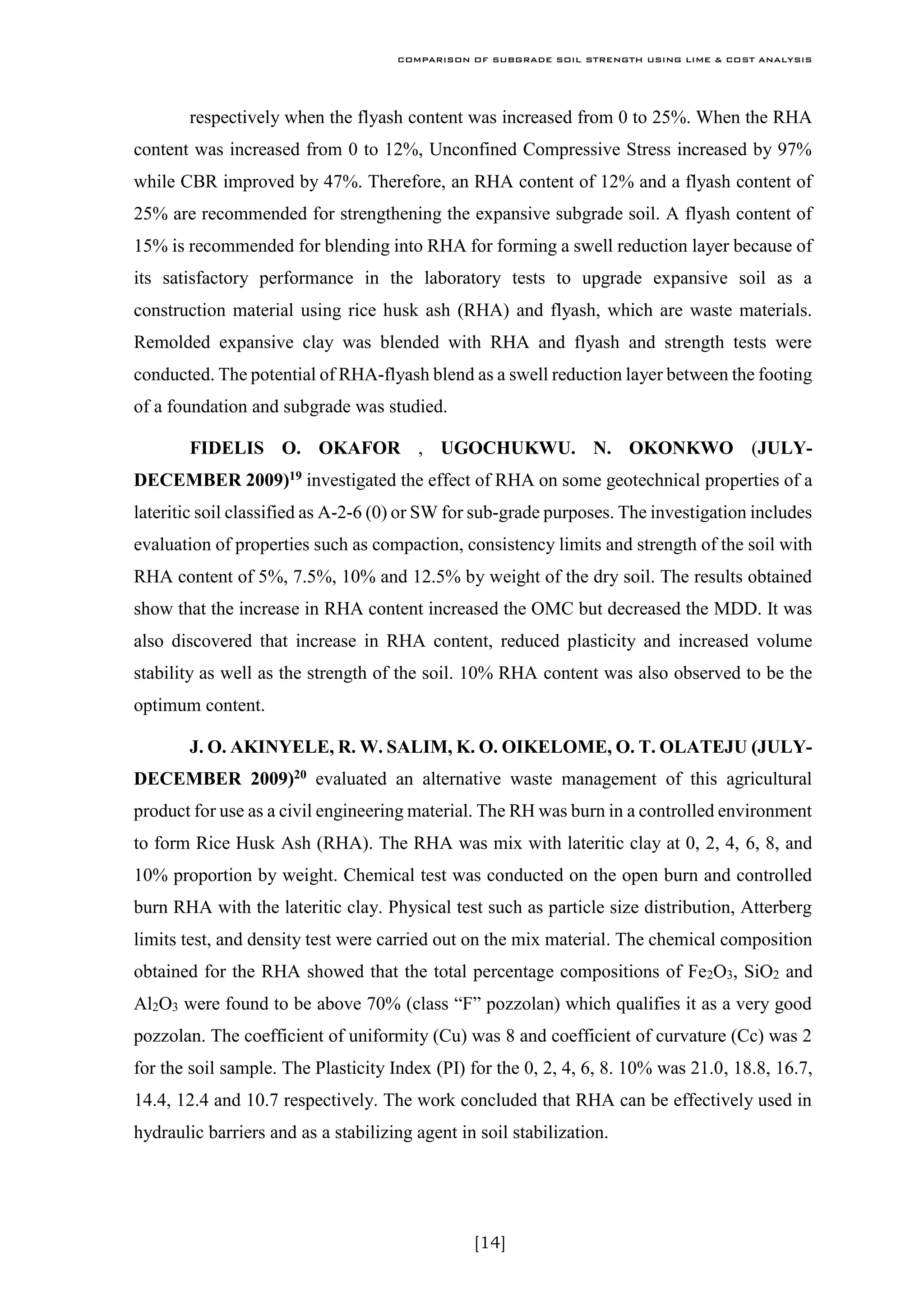 COMPARISON OF SUBGRADE SOIL STRENGTH USING LIME & COST ANALYSIS | PDF
