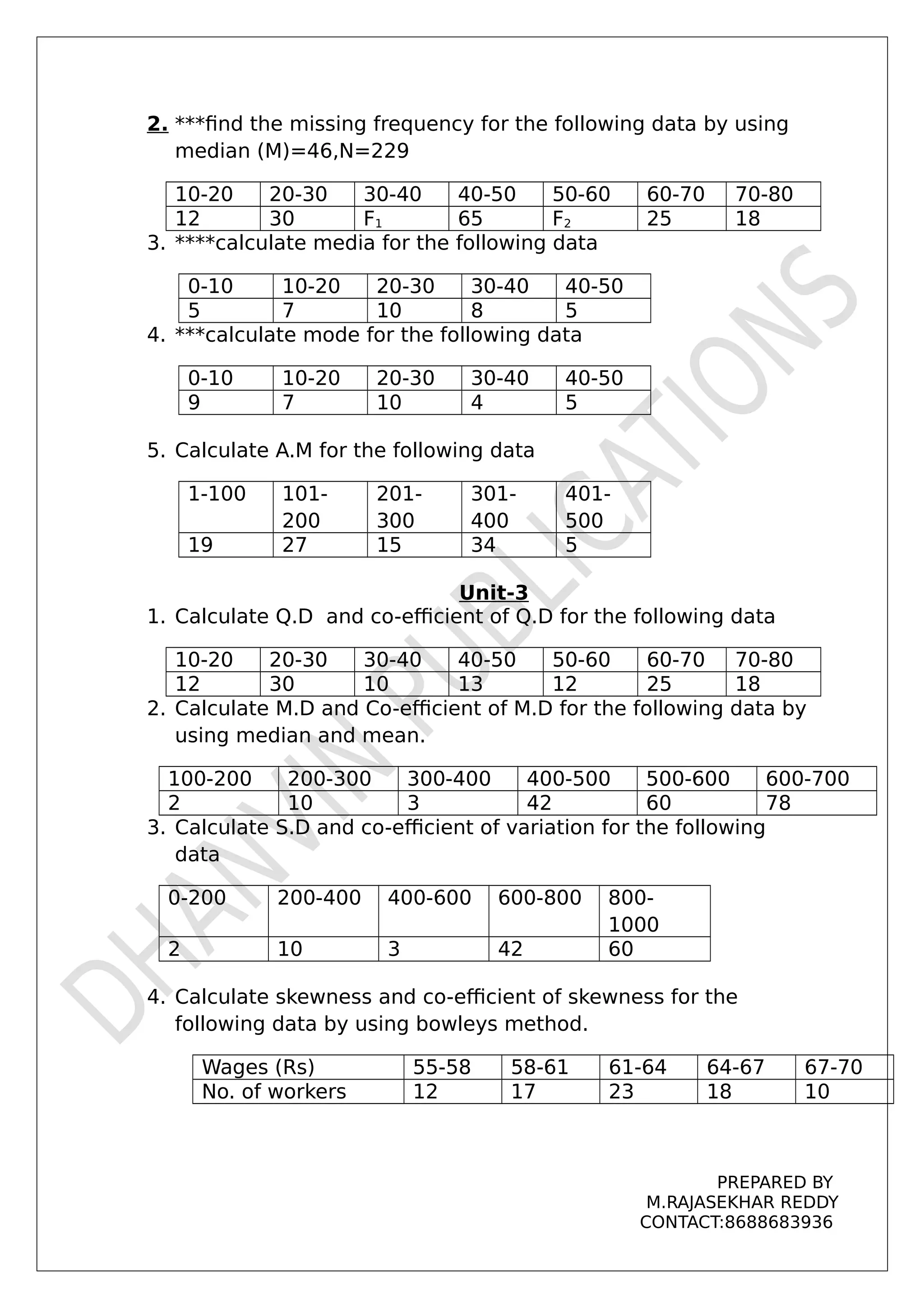 BUSINESS STATISTICS IMPORTANT QUESTIONS LIST | PDF