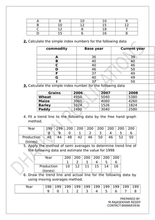 BUSINESS STATISTICS IMPORTANT QUESTIONS LIST | PDF