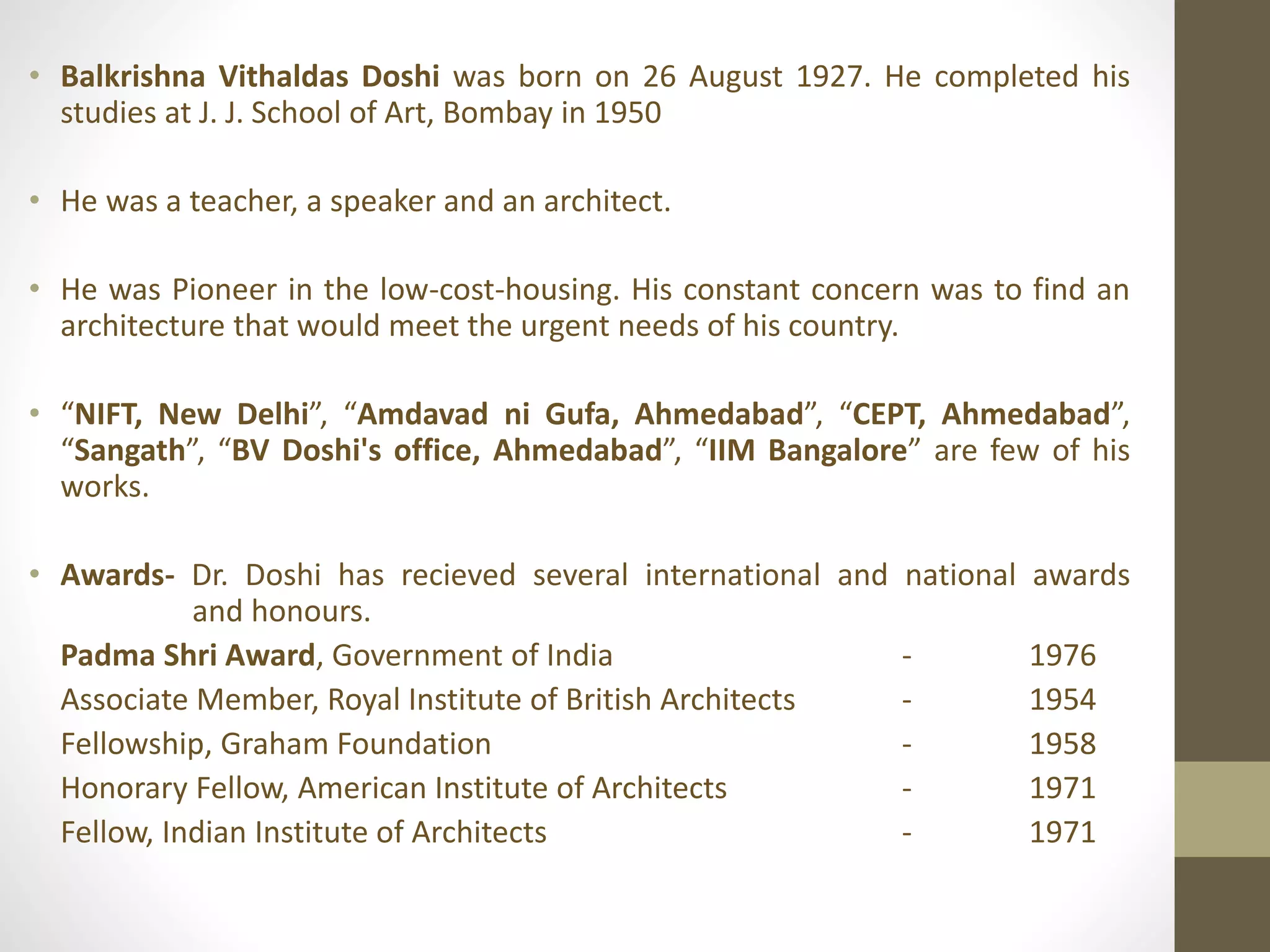 B.v. doshi sangath | PPTX