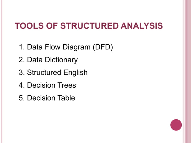 STRUCTURED ANALYSIS (Software Engg.) | PPTX | Computer Software and Applications | Computing