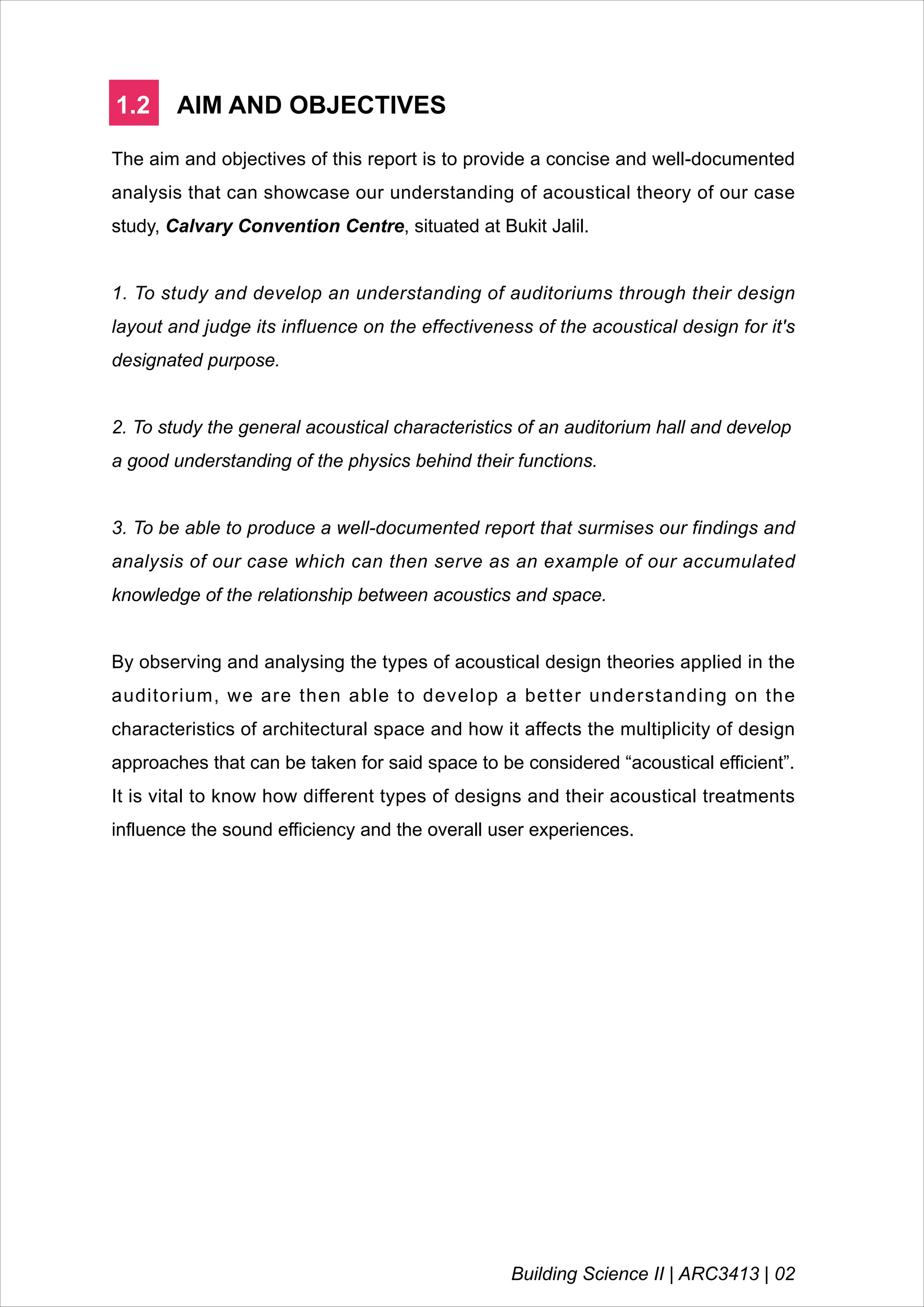 Auditorium: A Case Study on Acoustic Design Report | PDF