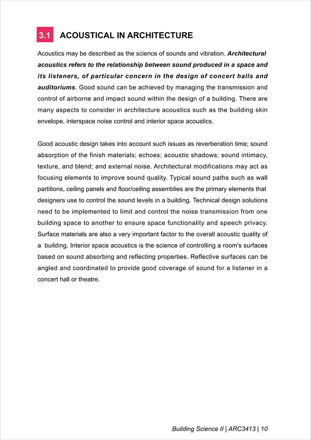 Auditorium: A Case Study on Acoustic Design Report | PDF