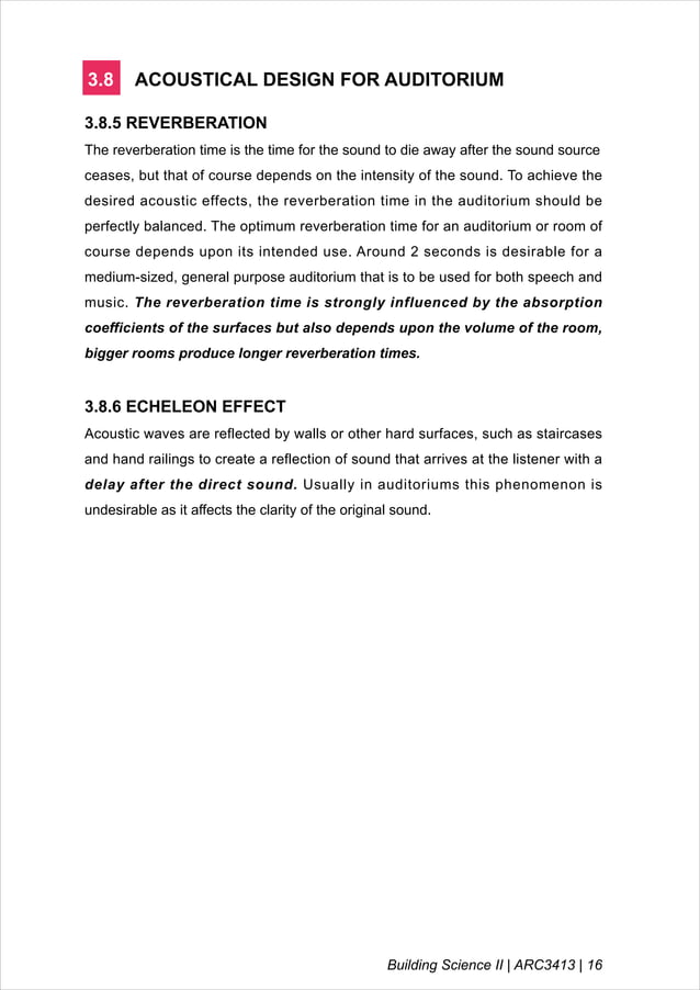 Auditorium: A Case Study on Acoustic Design Report | PDF