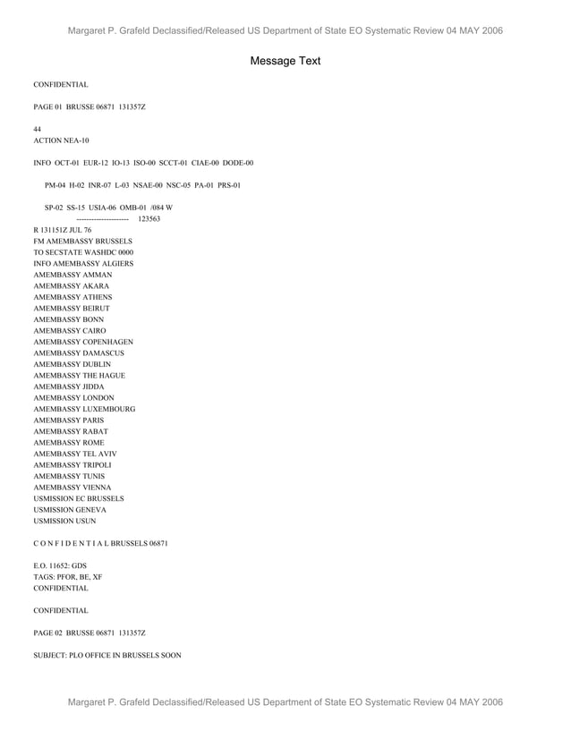 Belgium encouraged PLO | PDF