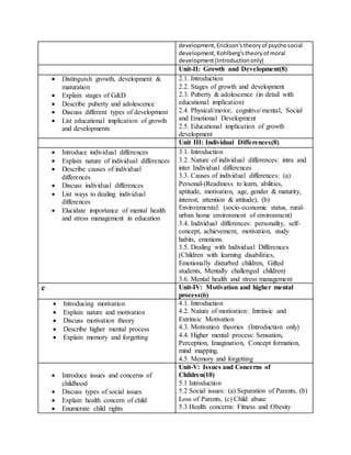 B.ed. 8th sem developmental psychology | DOCX