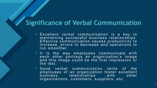 Verbal Communication and its significance | PPTX