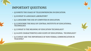 ICT IMPORTANT QUESTIONS FOR AWADH UNIVERSITY | PPTX