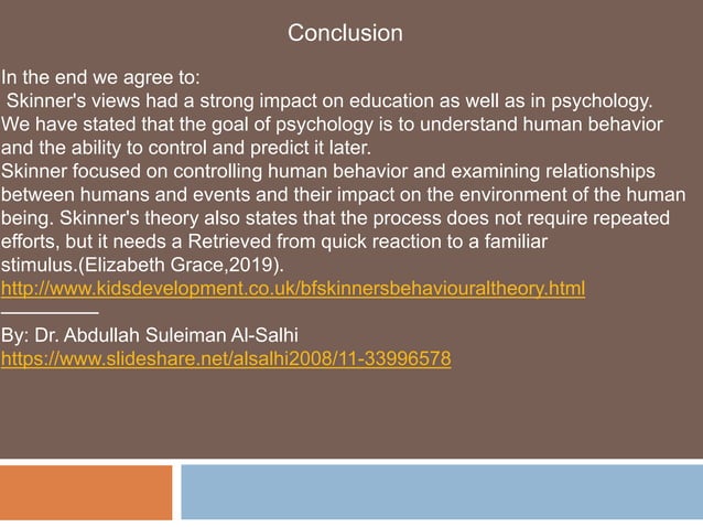 B.f.skinner behaviorist theory | PPTX | Science