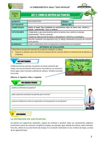 ACTIVIDADESDE PRENDIZAJE DE PRIMERO DE SECUNDARIA | DOCX