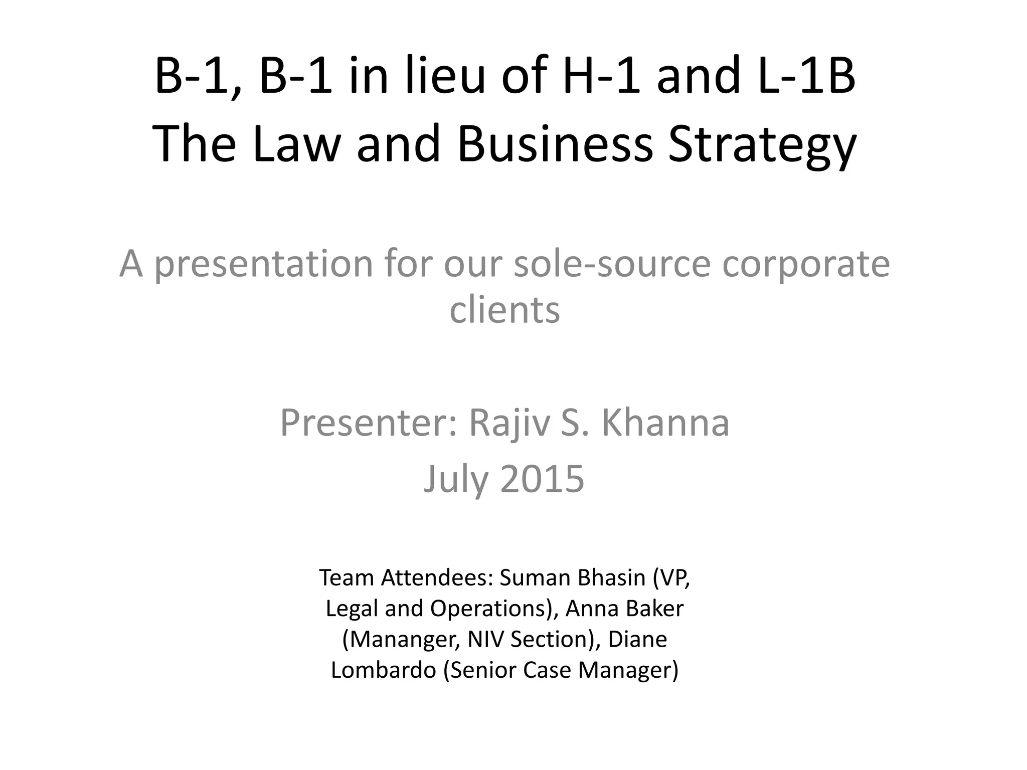 Alternatives to H-1: B-1 and L-1B | PPT