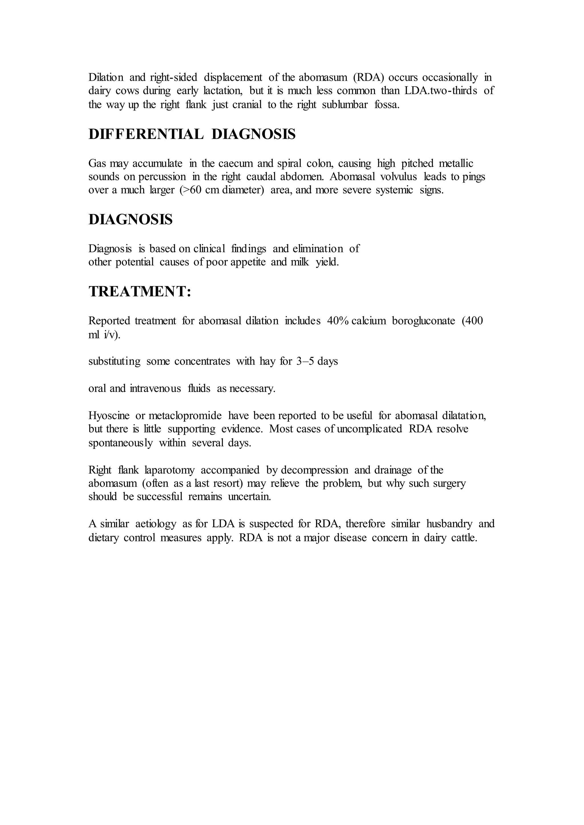 Displacement of the abomasum in cattle | DOC