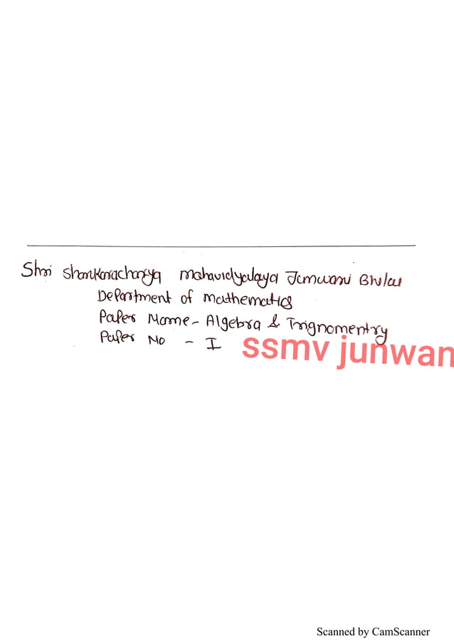 B.Sc.1 algebra & trigonometry ,paper 1 , unit - 1 | PDF