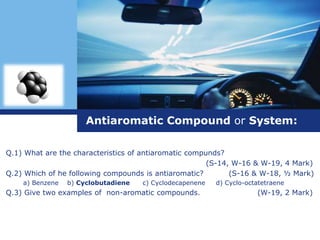 B.Sc. Sem-I Unit-IV Aromatic, antiaromatic and non aromatic compounds ...