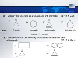 B.Sc. Sem-I Unit-IV Aromatic, antiaromatic and non aromatic compounds ...
