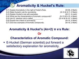 B.Sc. Sem-I Unit-IV Aromatic, antiaromatic and non aromatic compounds ...