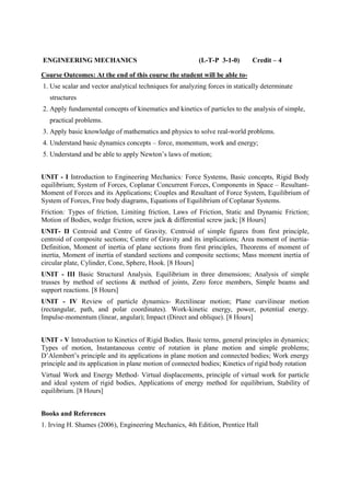 B.tech. 2nd year civil engg aicte model curriculum 2019 20 | PDF