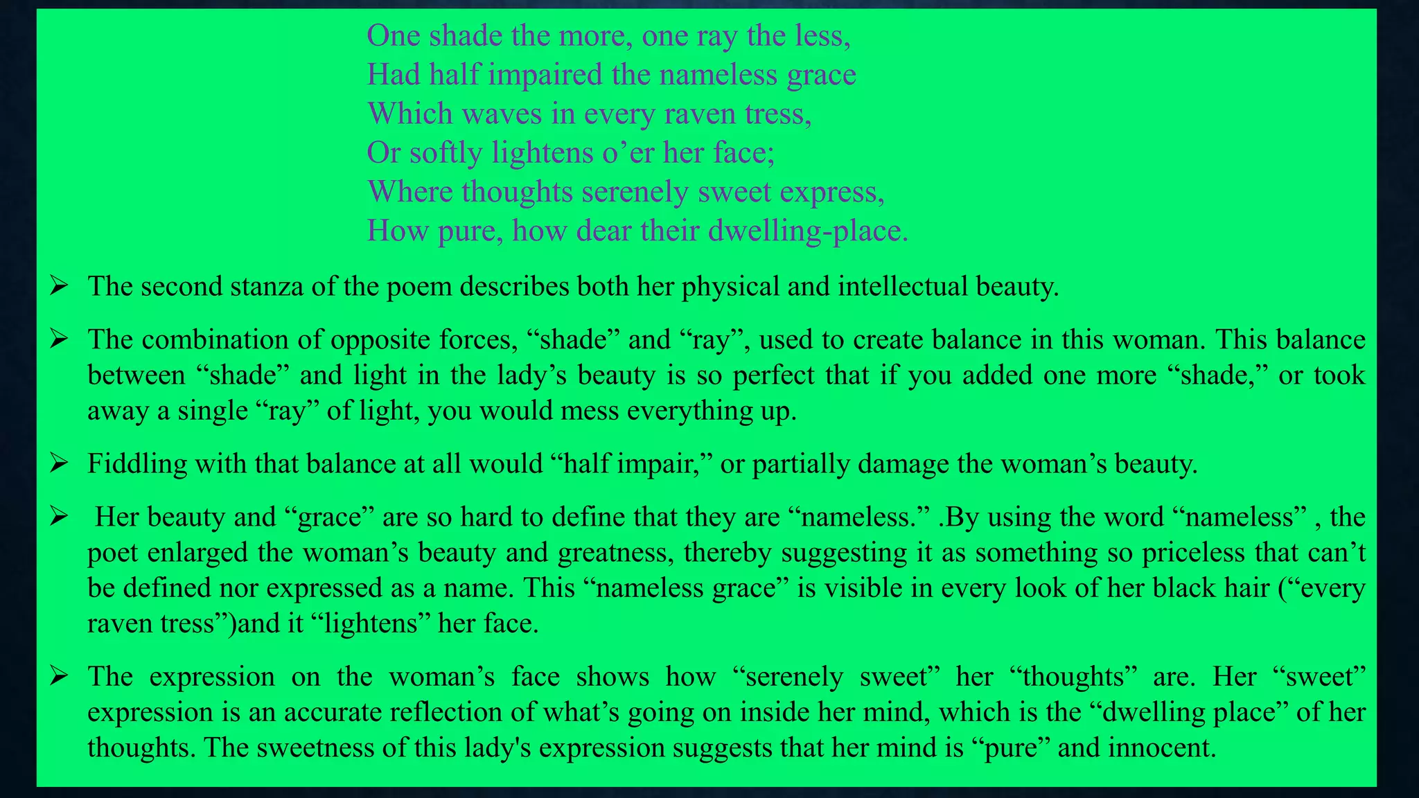 B. A. Sem - IV - 'She Walks in Beauty' by Lord Byron | PPTX