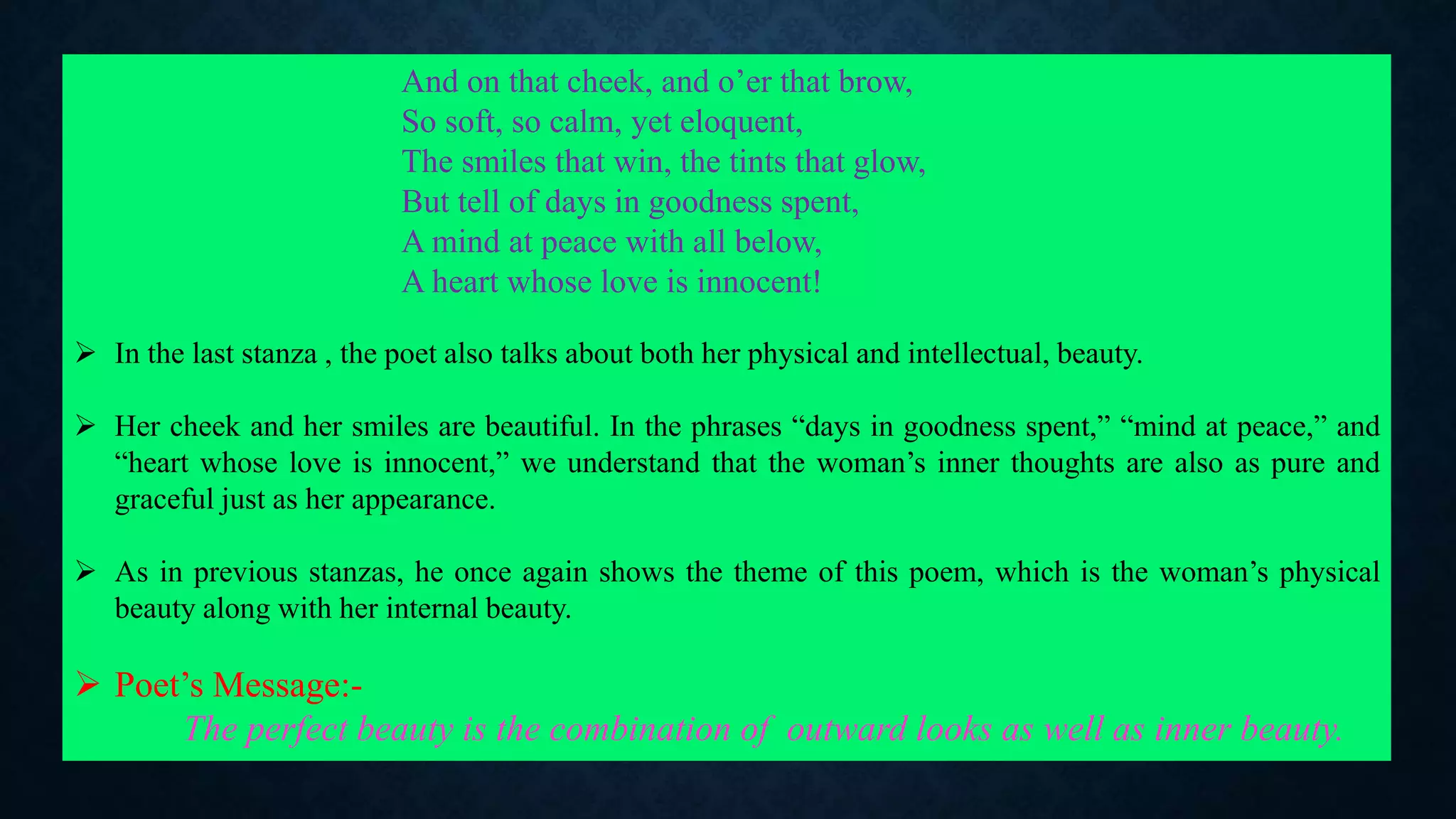 B. A. Sem - IV - 'She Walks in Beauty' by Lord Byron | PPTX