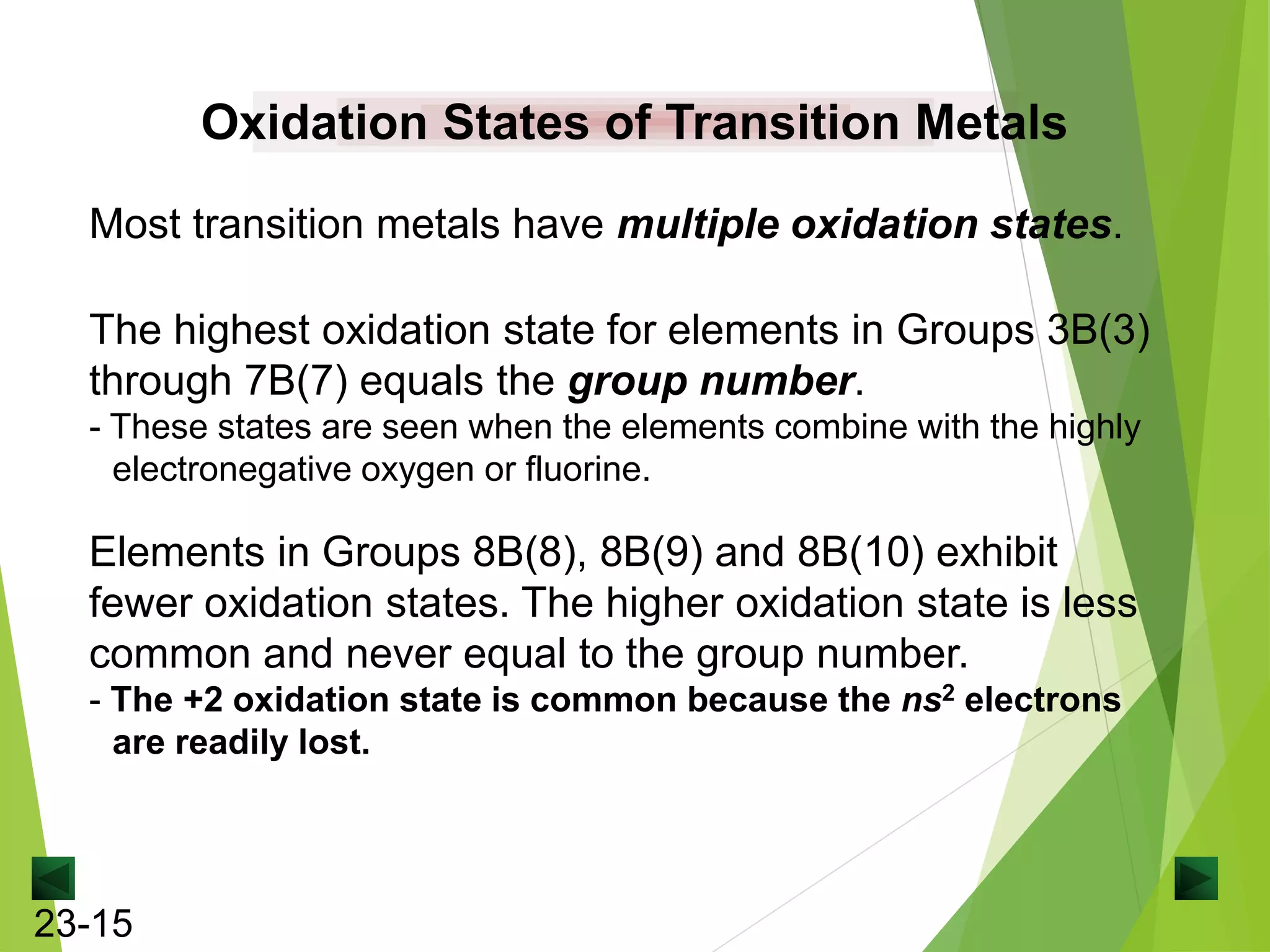 B.Sc II Chemistry of Transitional elements (i) | PPT