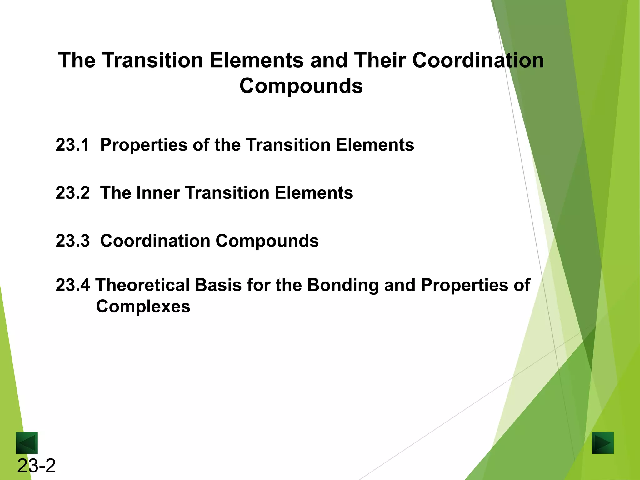 B.Sc II Chemistry of Transitional elements (i) | PPT