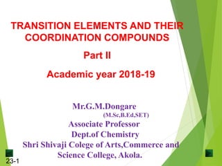 B.sc II chemistry of transitional elements (iii) | PPT