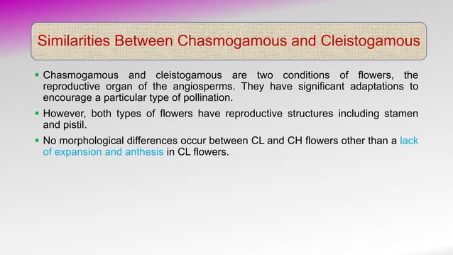 Cleistogamy and Chasmogamy in plants | PPTX
