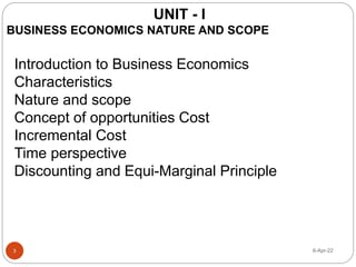 Business Economics unit-1 Osmania University IMBA | PPT