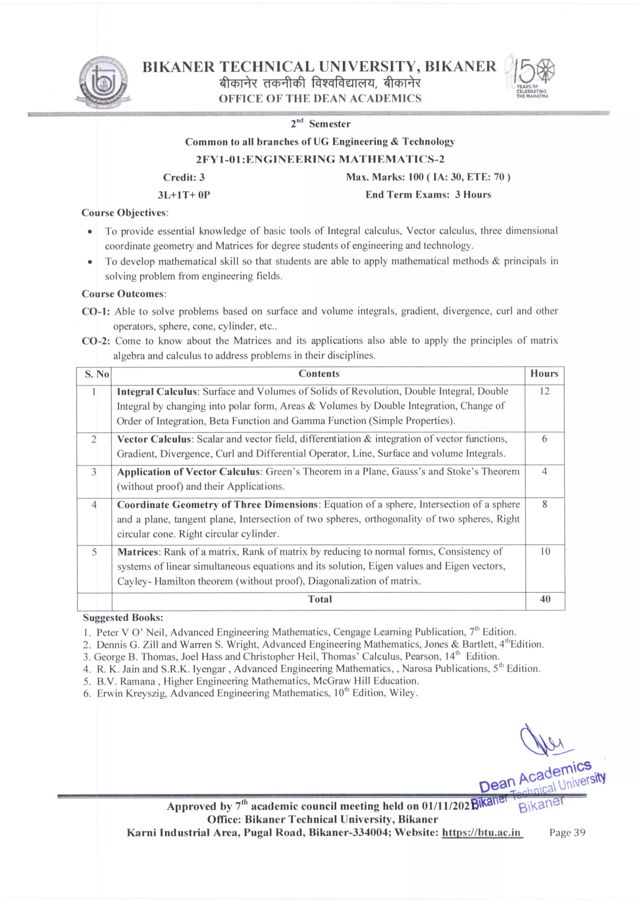 B.tech first year scheme & syllabus 2021 22 | PDF | Education