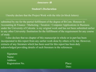 B.com Project Work | PPTX