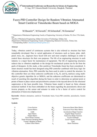 Fuzzy-PID Controller Design for Random Vibration Attenuated Smart Cantilever Timoshenko Beam ...