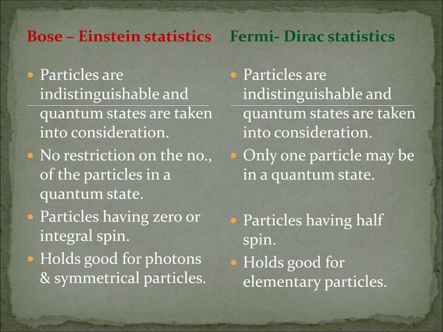 Classical Statistics and Quantum Statistics | PPT | Chemistry | Science