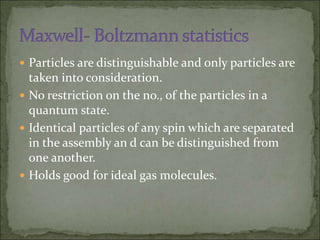 Classical Statistics and Quantum Statistics | PPT